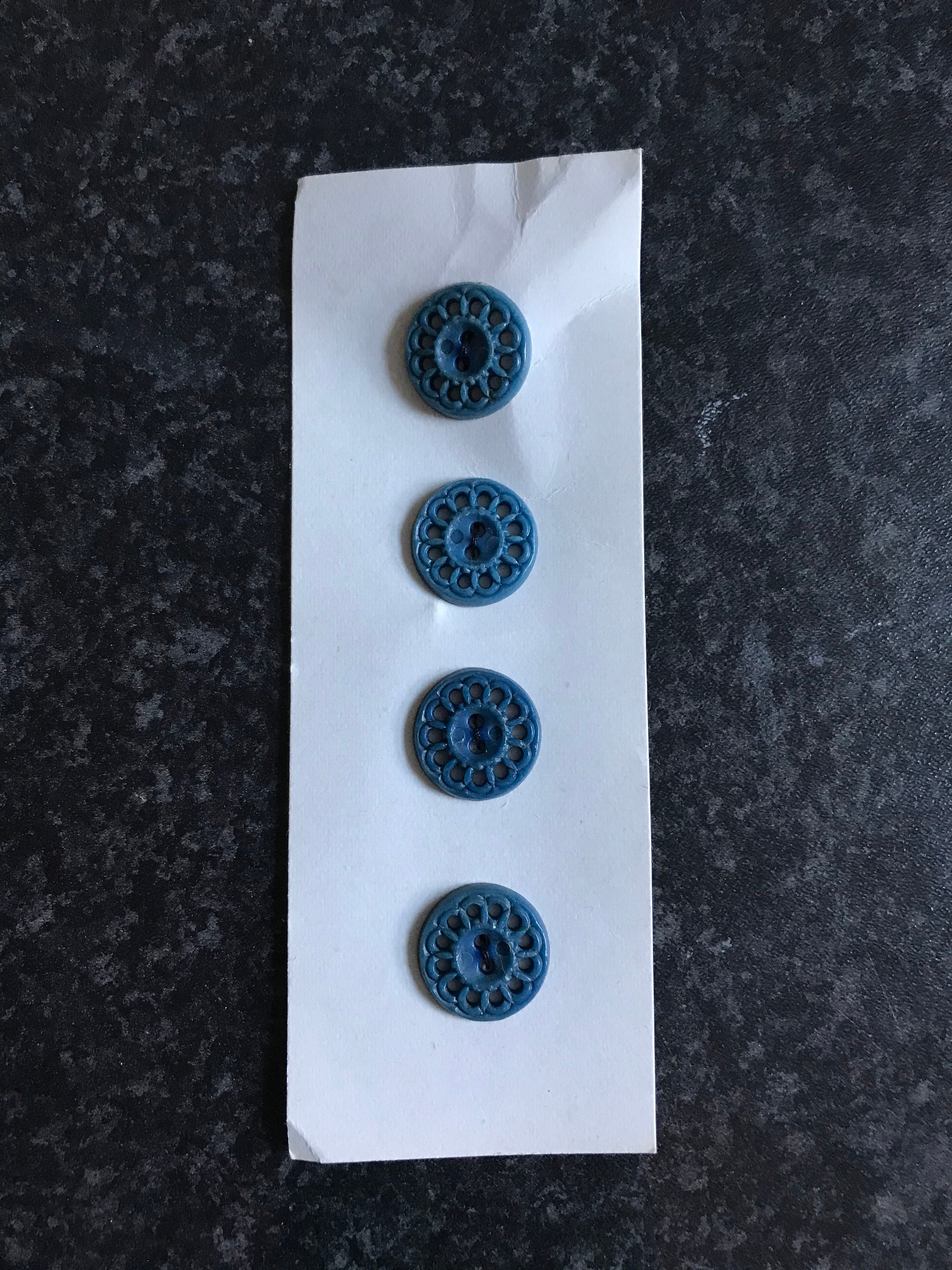 Vintage 1940s Buttons, 4 Blue 40s Buttons, 40s Buttons, Vintage Blue ...