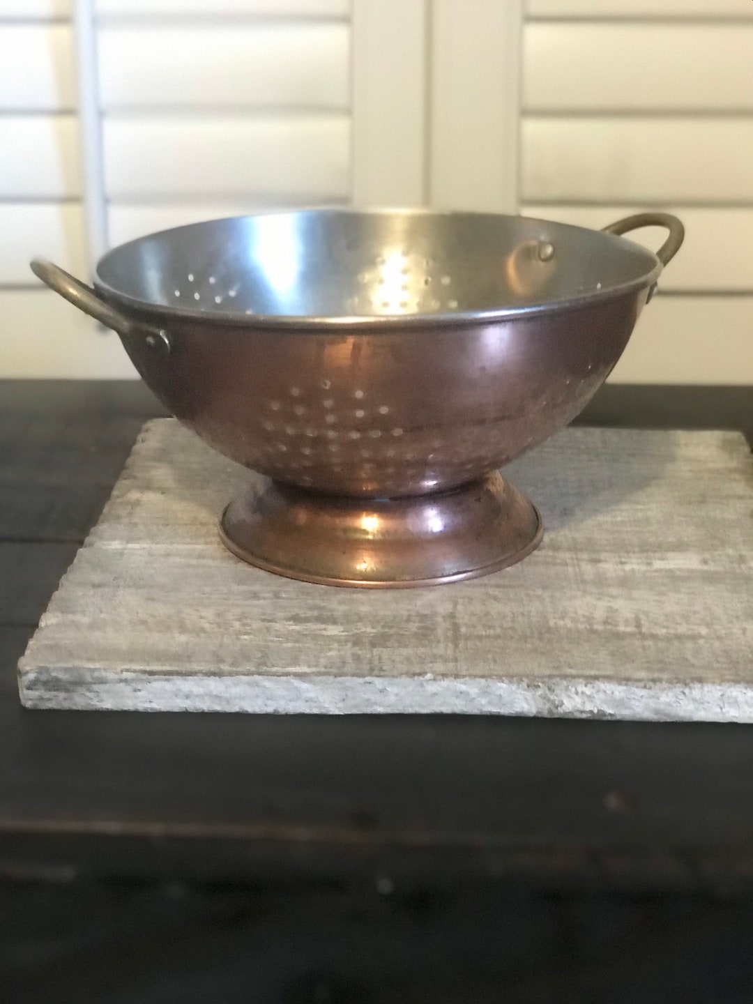 Copper Colander With Brass Handles Rustic Copper Colander- Farmhouse ...