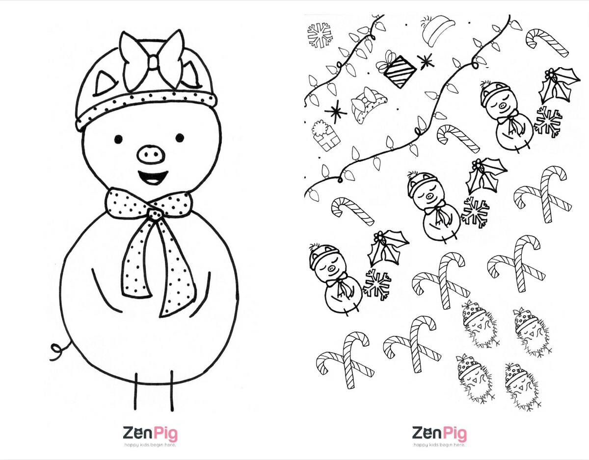 Zen Pig and Friends Holiday Coloring Book Printable - Etsy