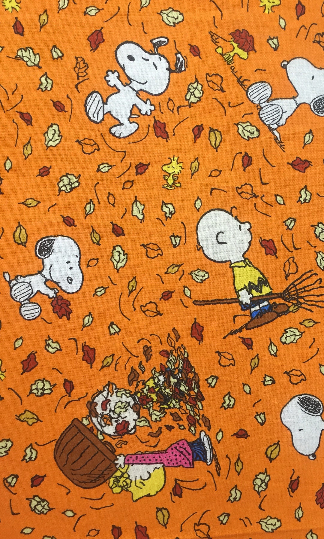 Reversible Table Runner Fall Jumping Leaves Orange Snoopy Charlie Brown ...