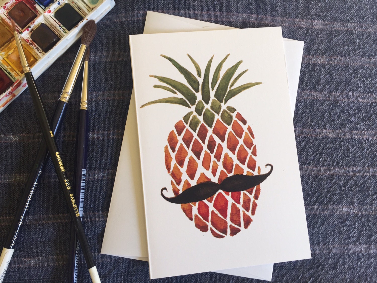 Mustache Pineapple Greeting Card - Etsy