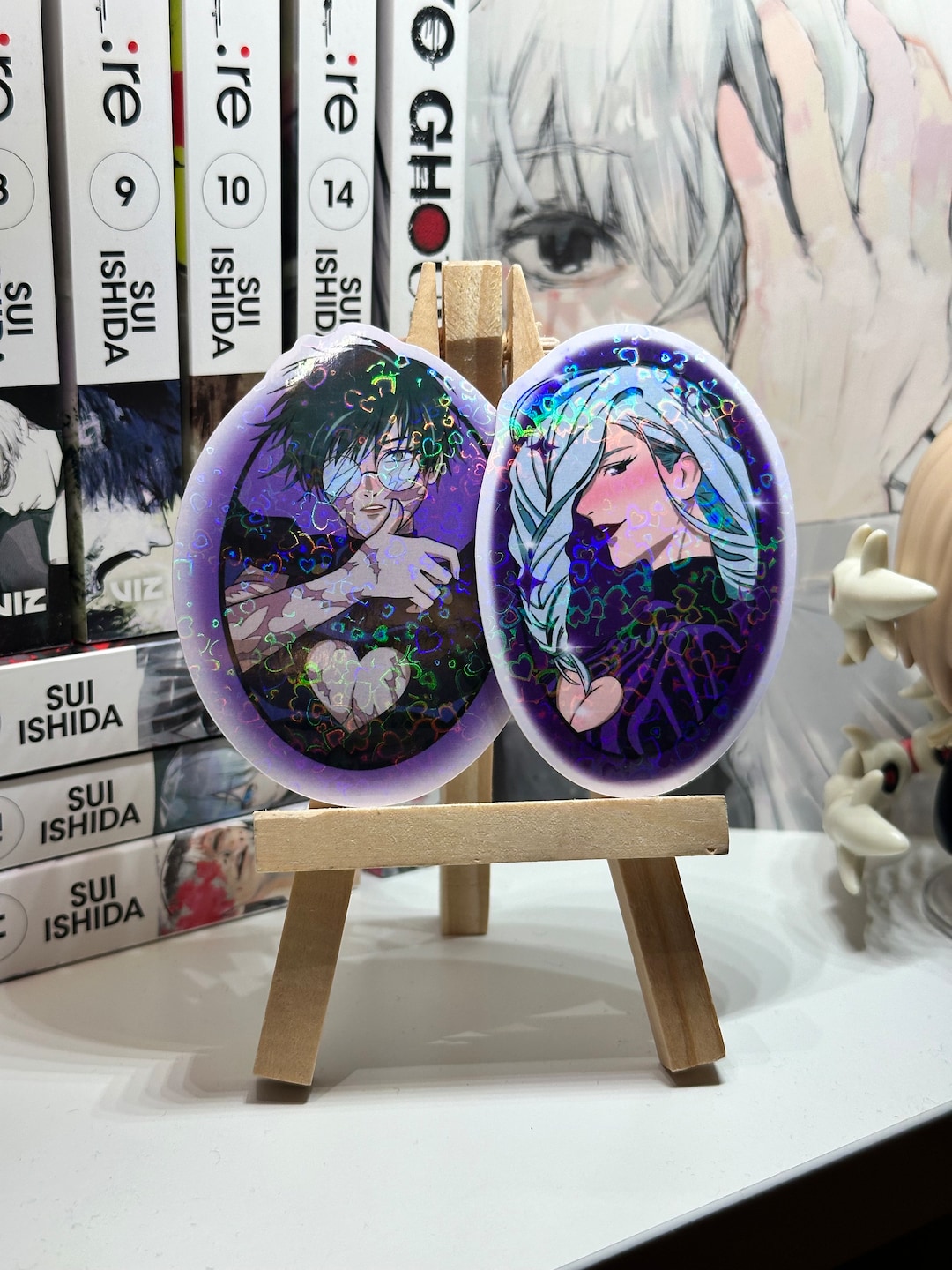 Glossy Holographic Heart Jujutsu Kaisen Sticker Pack Maki Mei Mei Waifu ...