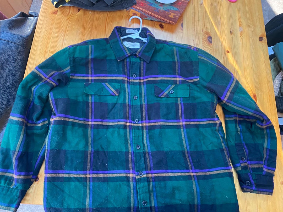 Vintage Blue and Green Flannel Jacket Over Shirt - Etsy