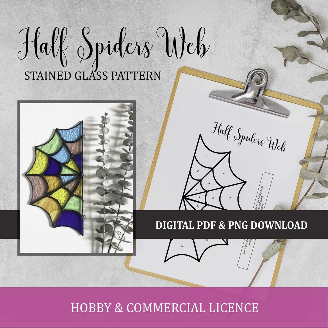 Spiders Web Stained Glass Pattern: DIY Template (PDF & PNG) - Etsy