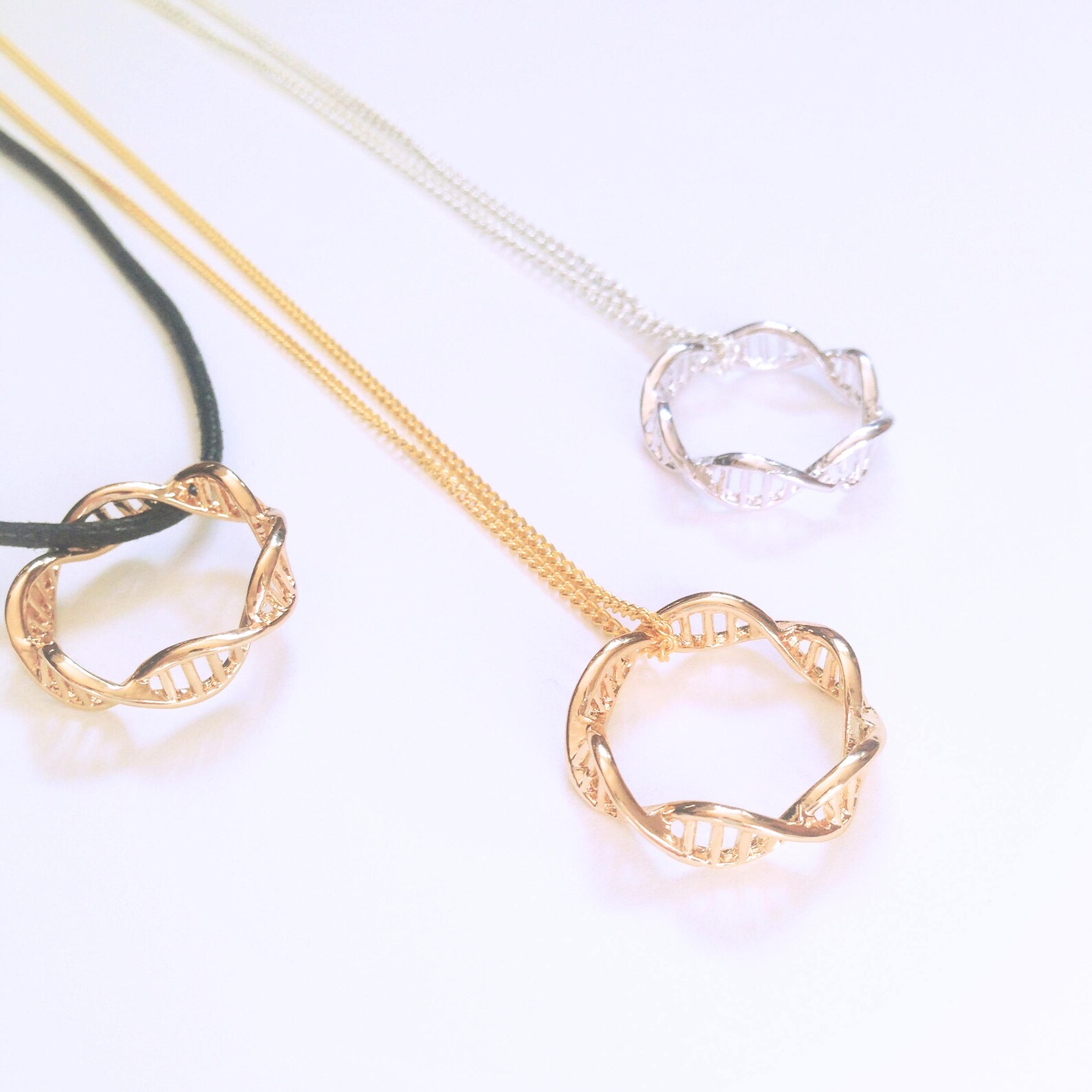 DNA Ring Necklace Set Gold Silver DNA Ring Necklace Science - Etsy