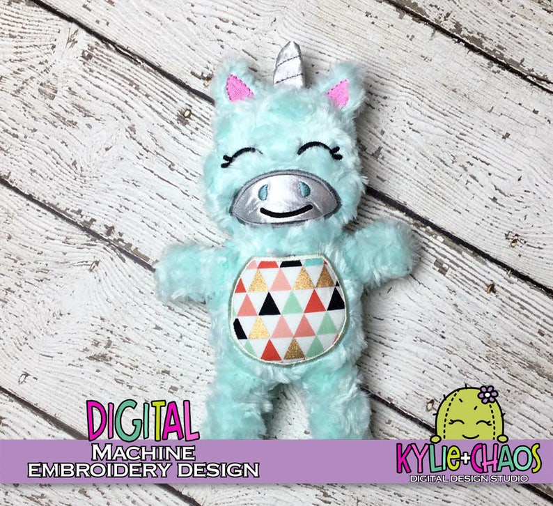 Unicorn Stuffie Monogram ITH in the Hoop Machine Embroidery Design ...