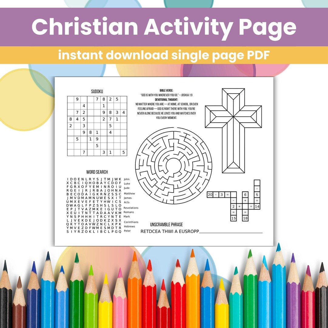 Christian Activity Page PDF / Instant Download / Sunday School ...