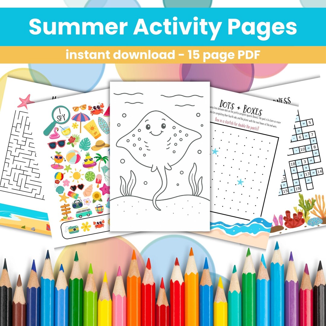Summer Activity Pages PDF / Instant Download /summer Party Favors ...