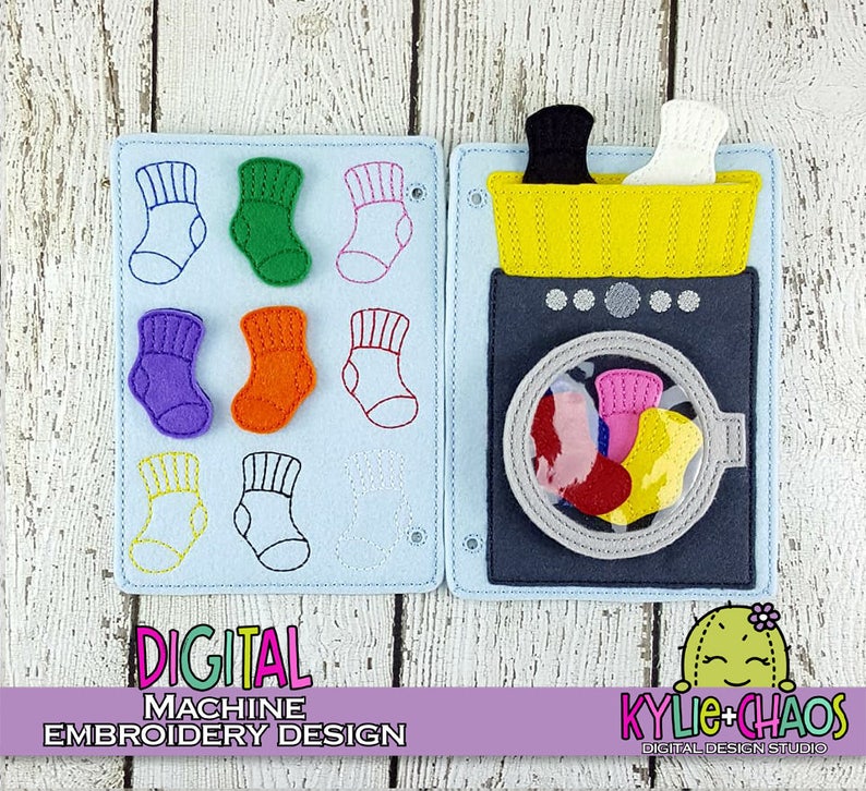Washing Machine Color Match Quiet Book Busy Book Playset in the Hoop ...