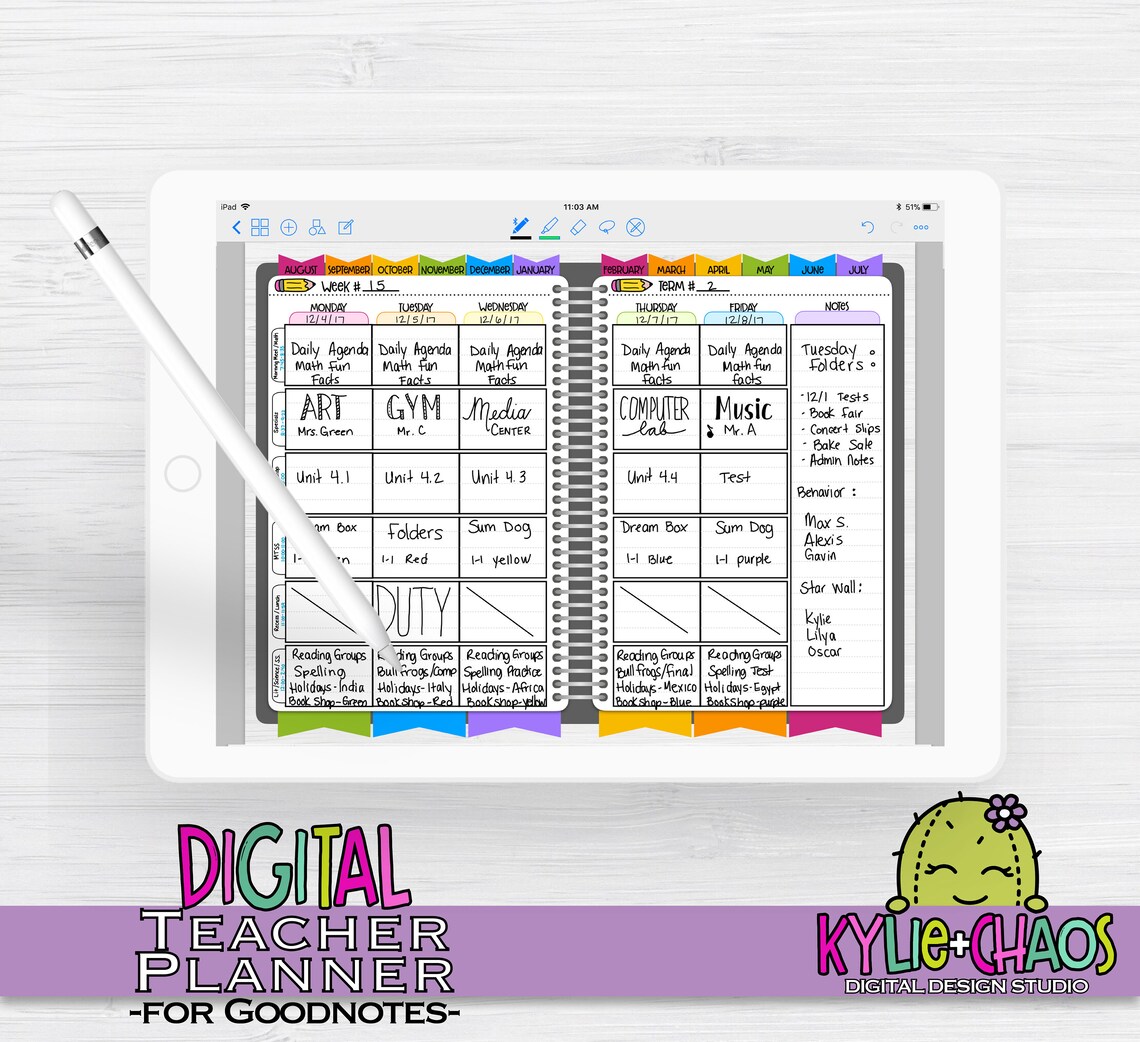 Digital Teacher Planner for Goodnotes on iPhone and iPad With ...