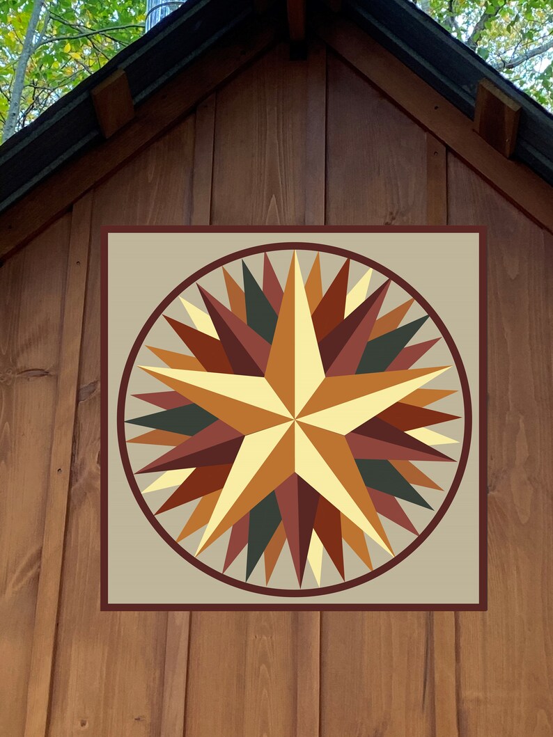 Red & Gold Compass Star Barn Quilt Metal - Etsy