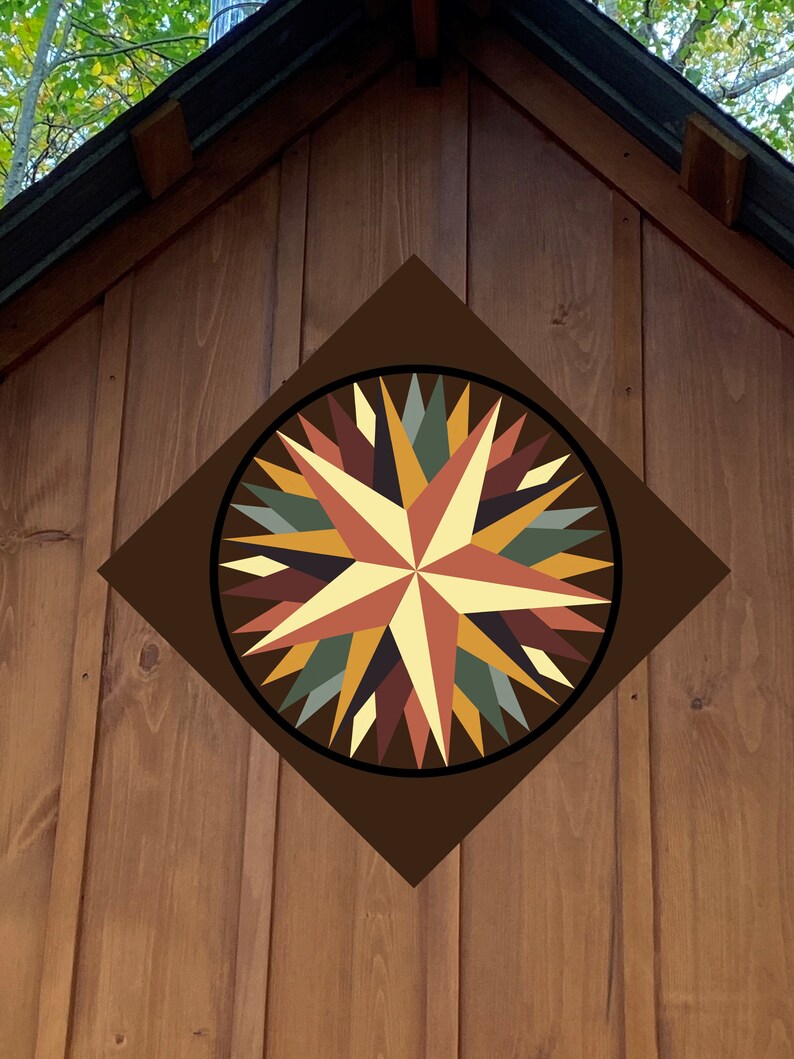 Multi-colored Browns Blues Creams Compass Barn Quilt Print - Etsy