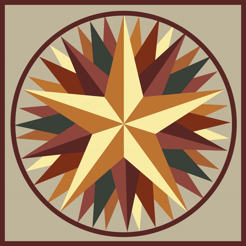 Red & Gold Compass Star Barn Quilt Metal - Etsy