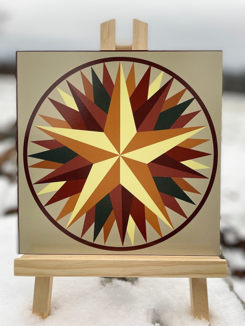 Red & Gold Compass Star Barn Quilt Metal - Etsy