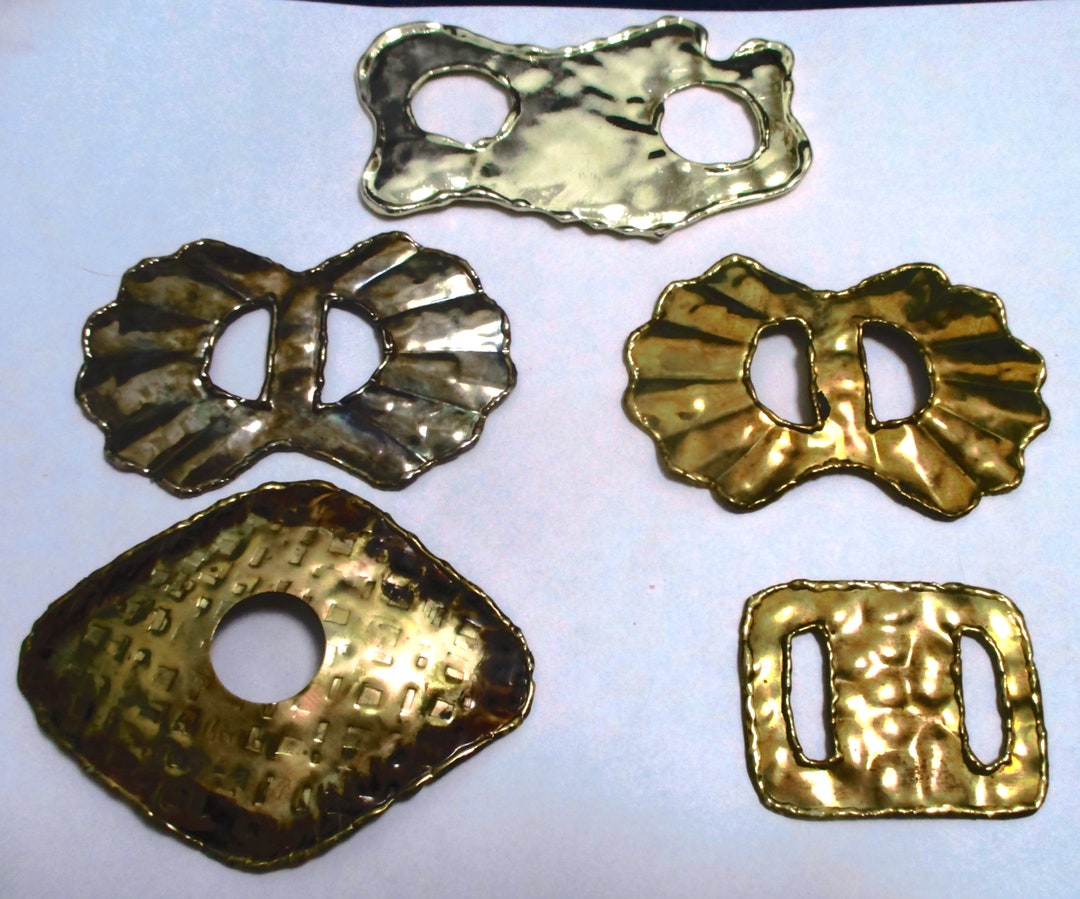 Rustic Scarf / Sash Slides Set of 5 Slides. Handmade, Hammered Metal ...