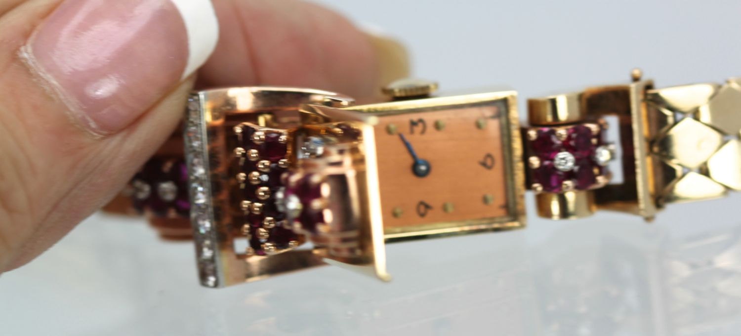 Vintage Retro Swiss Ruby Diamond Flip Top Watch 14K Rose and - Etsy