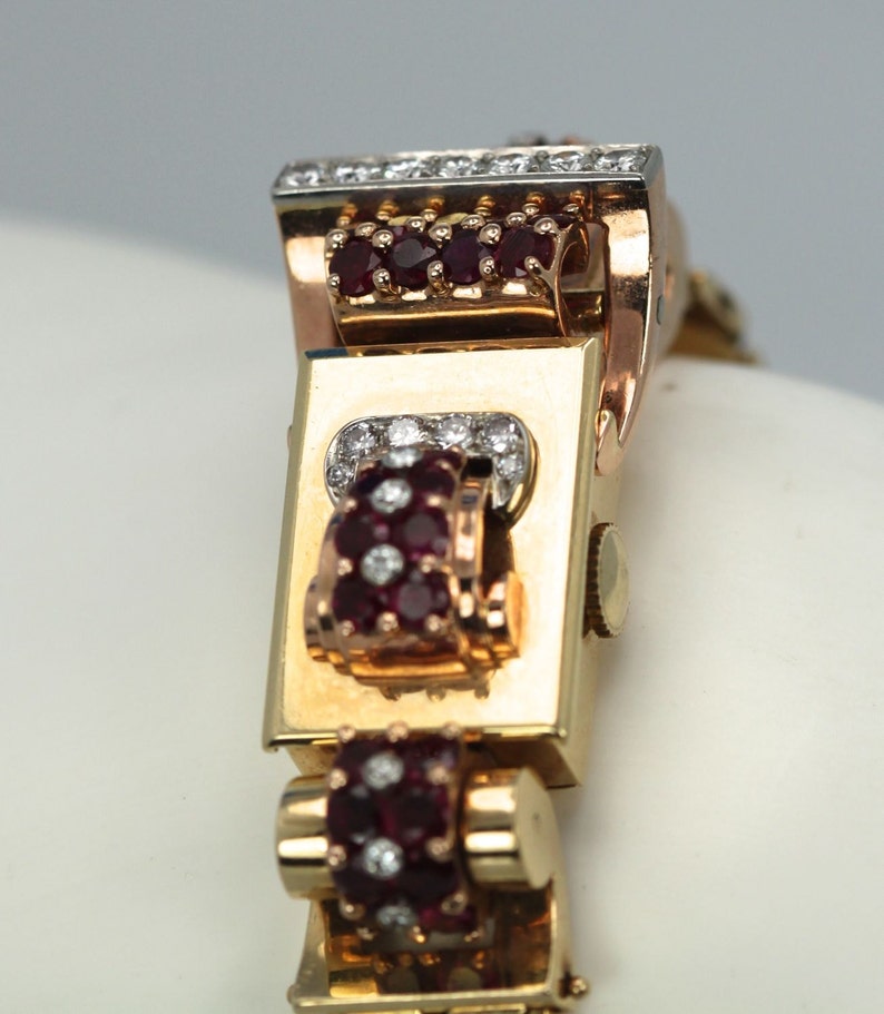 Vintage Retro Swiss Ruby Diamond Flip Top Watch 14K Rose and - Etsy