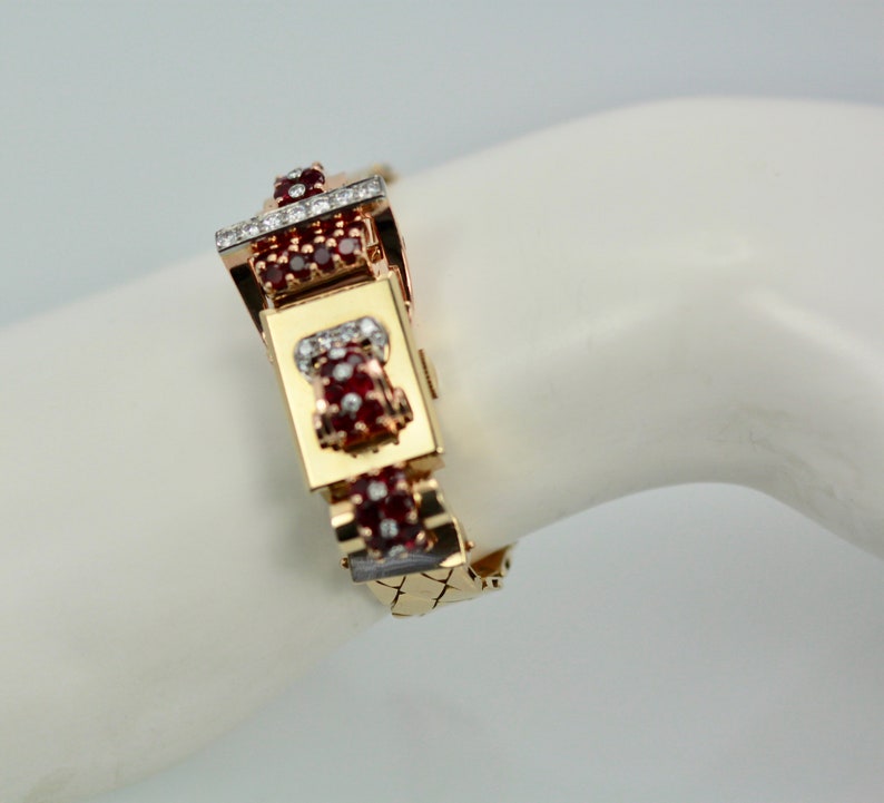 Vintage Retro Swiss Ruby Diamond Flip Top Watch 14K Rose and - Etsy