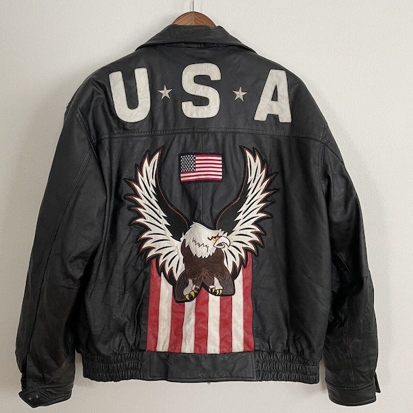 Mens American Eagle Leather Jacket - Etsy