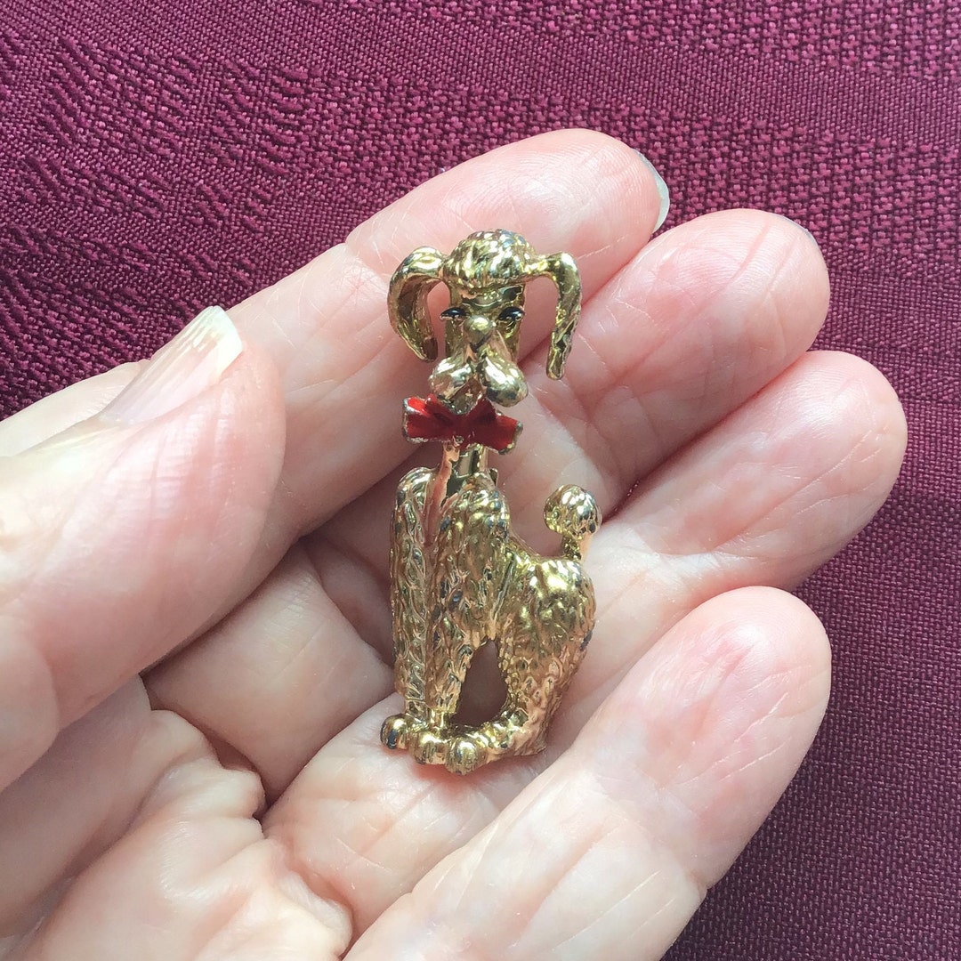 Small Gold Poodle Pin/vintage Dog Brooch/ French Poodle Pin/novelty Pin ...