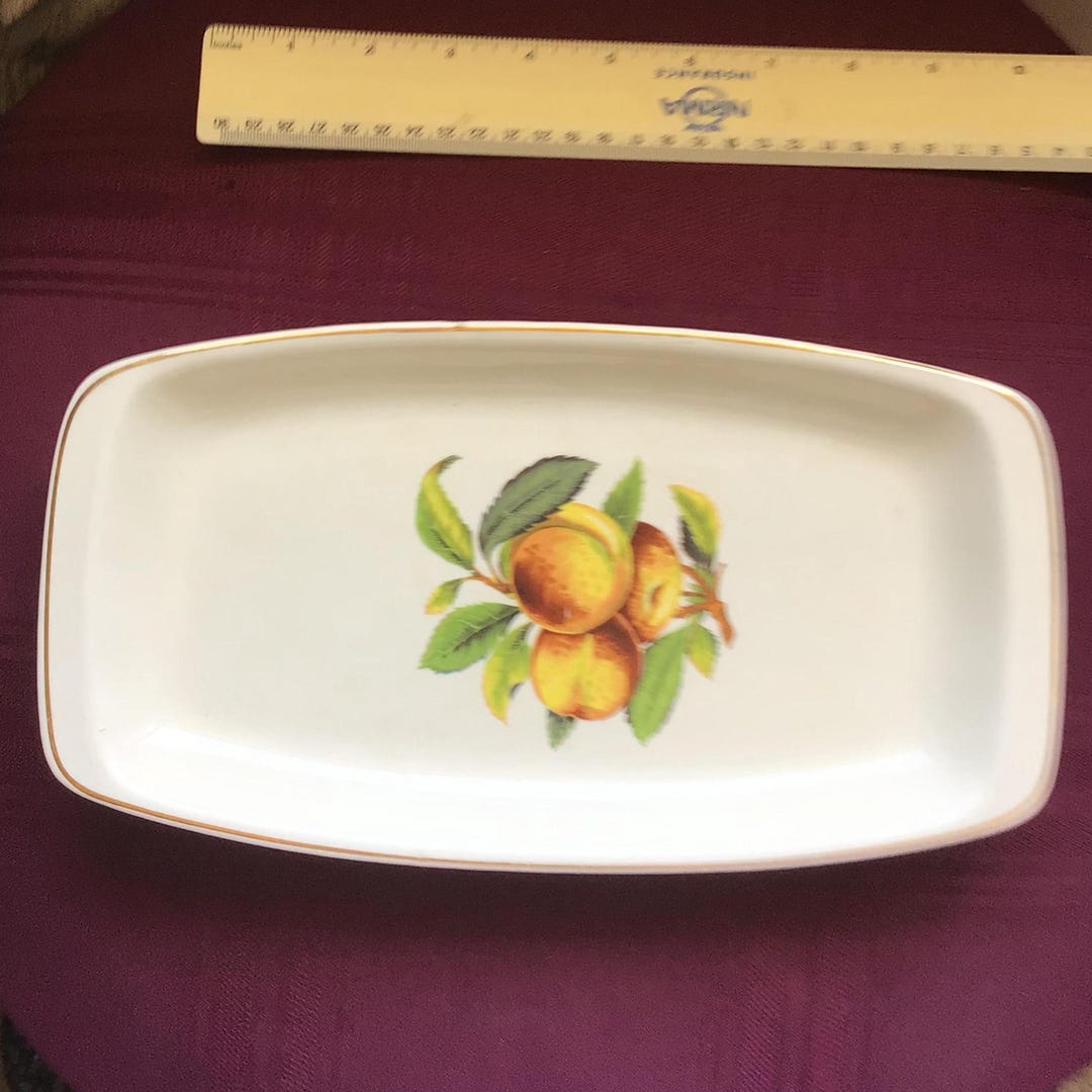 Vintage Ceramic Sandwich Plate: Yellow Peaches Design, Made in Romania ...