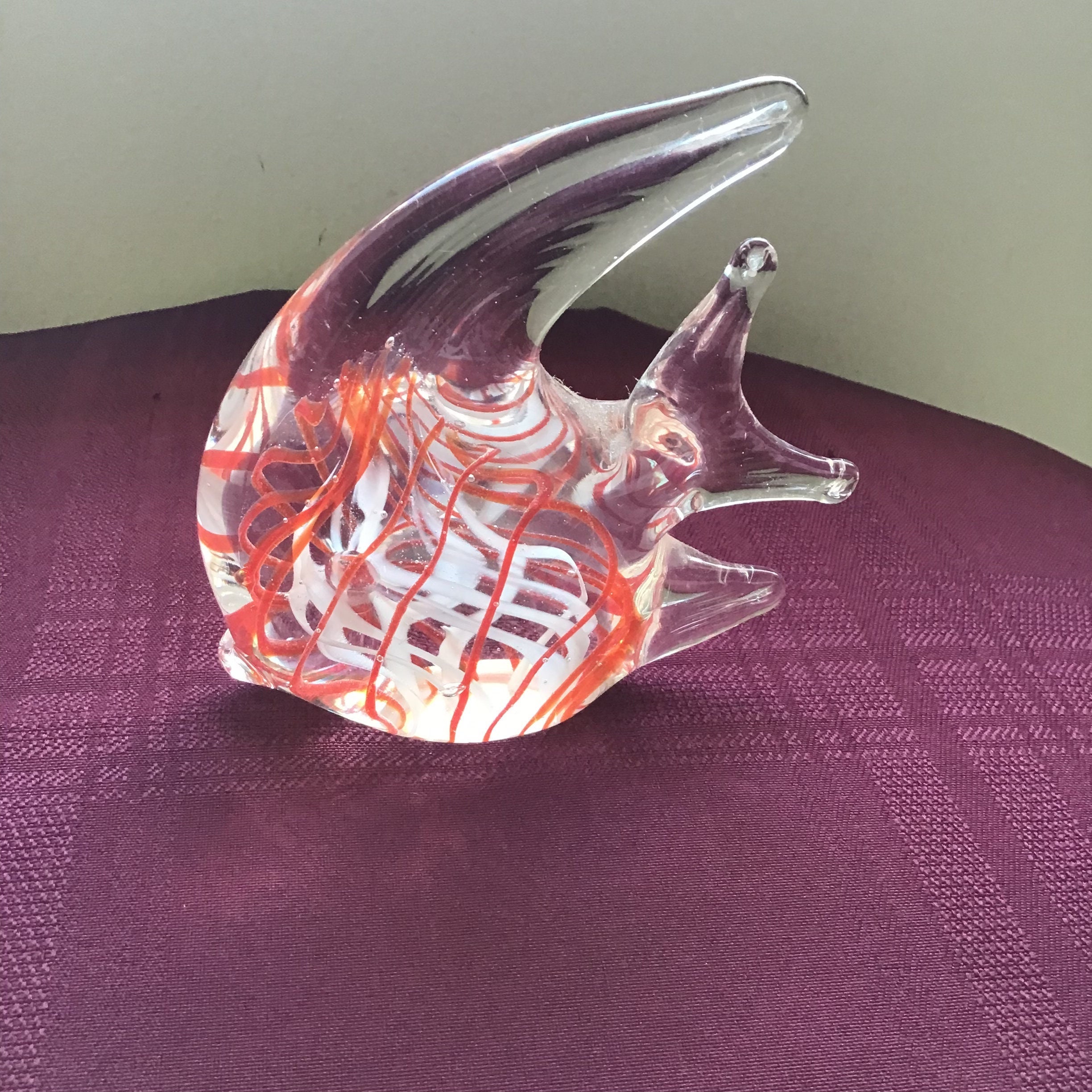 Vintage Glass Angel Fish/ Art Glass Figurine/ Red and White/ - Etsy ...
