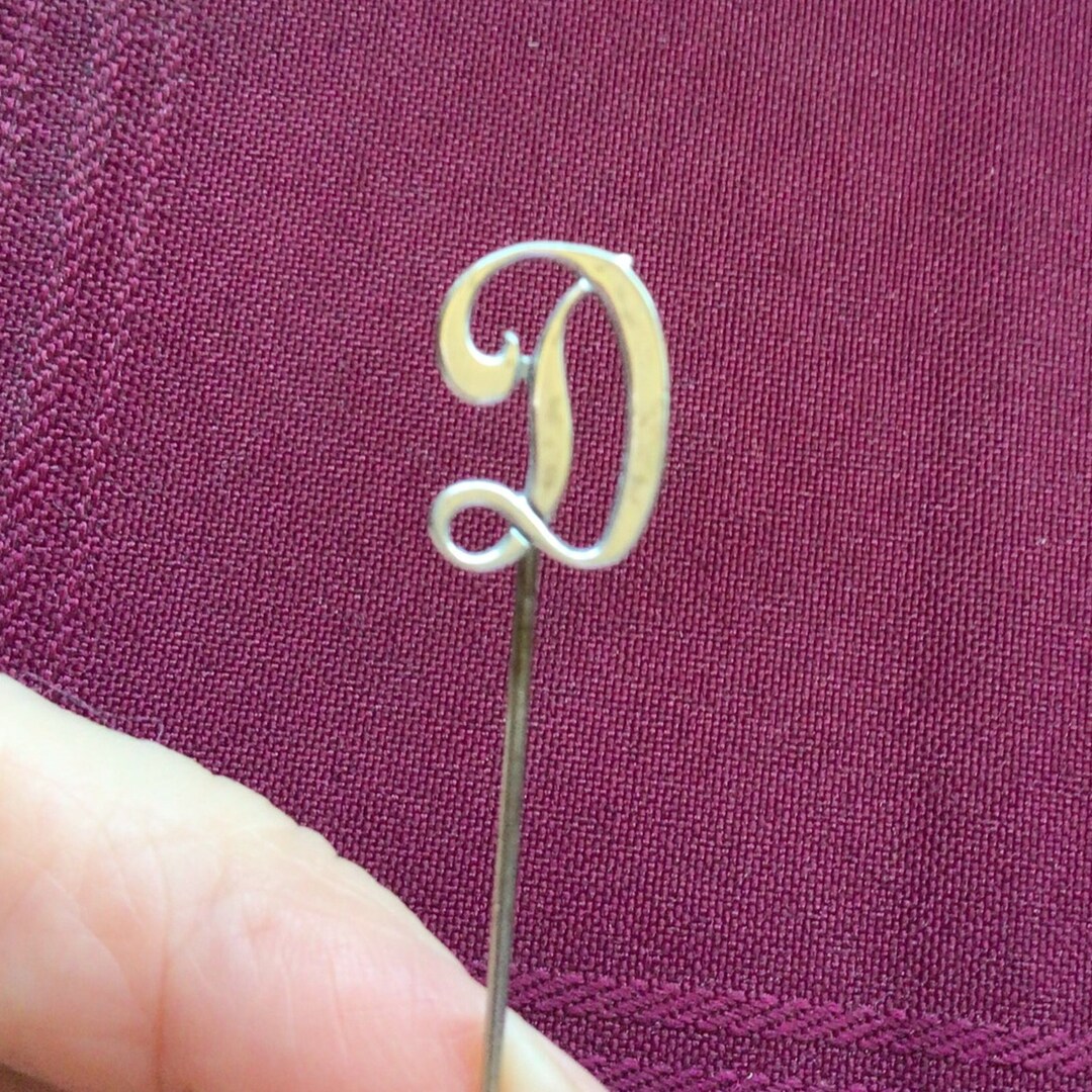 Silver Letter D Stickpin/stylised Initial D/ Stamped Sterling/ Lapel ...