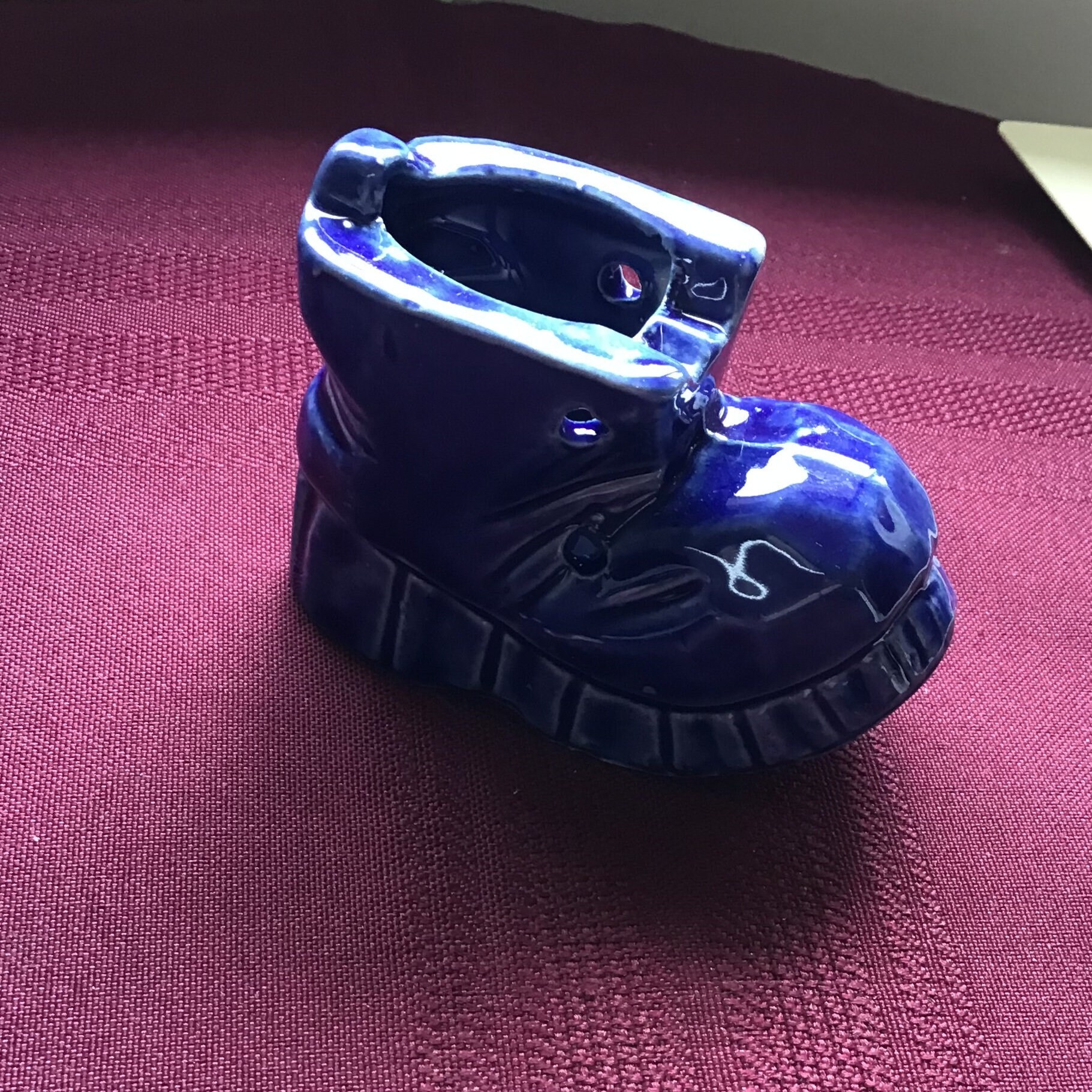 Small Pottery Boot Ashtray/blue Glazed Pottery/miniature | Etsy