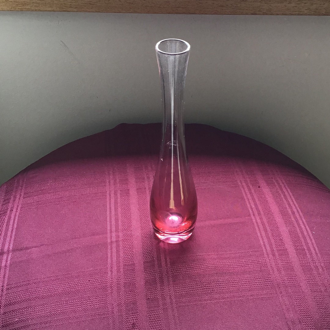 Tall Pink Glass Vase/specimen Vase/ Vintage Glass /home Decor ...