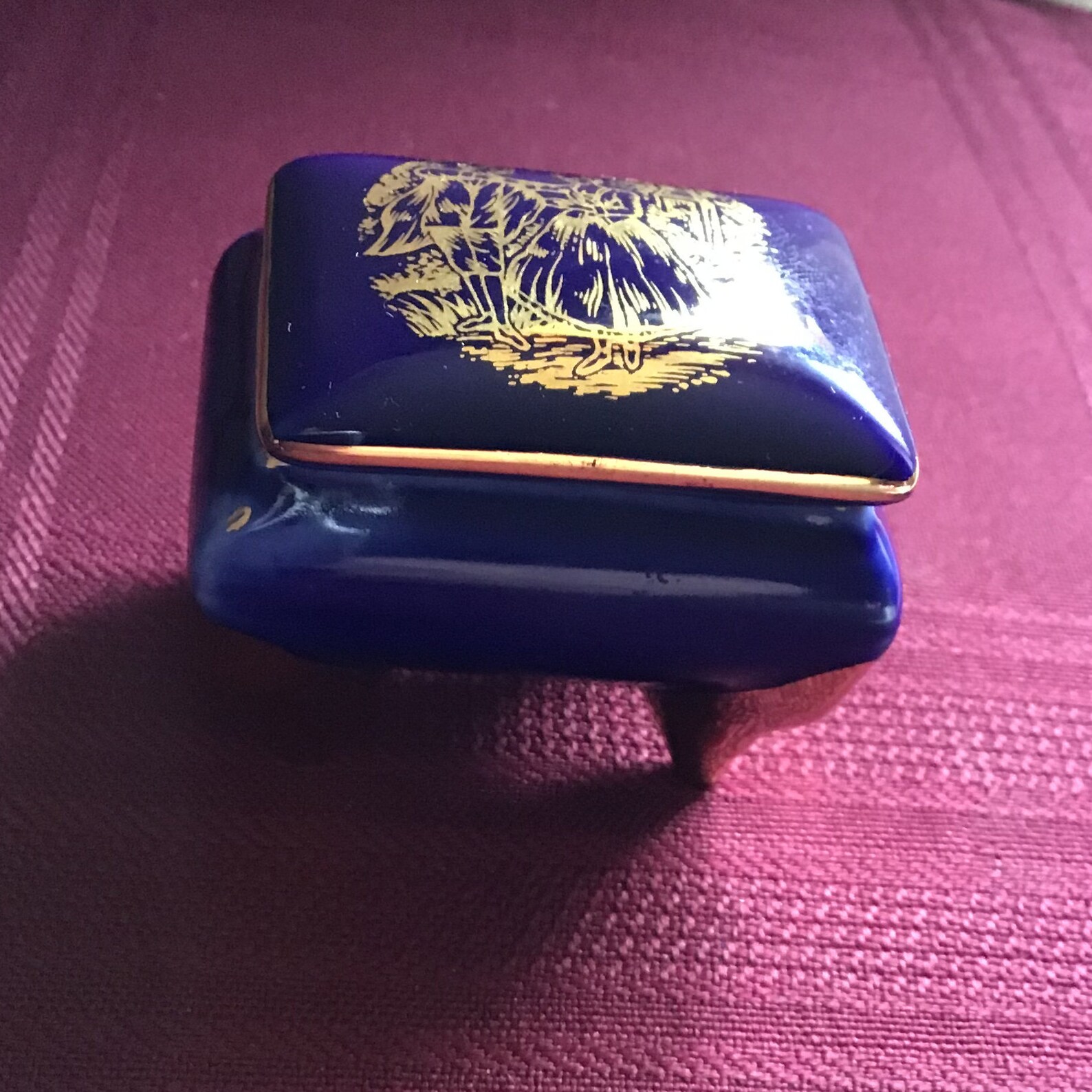 Small Blue and Gold Porcelain Box/ Rectangular Trinket - Etsy Australia