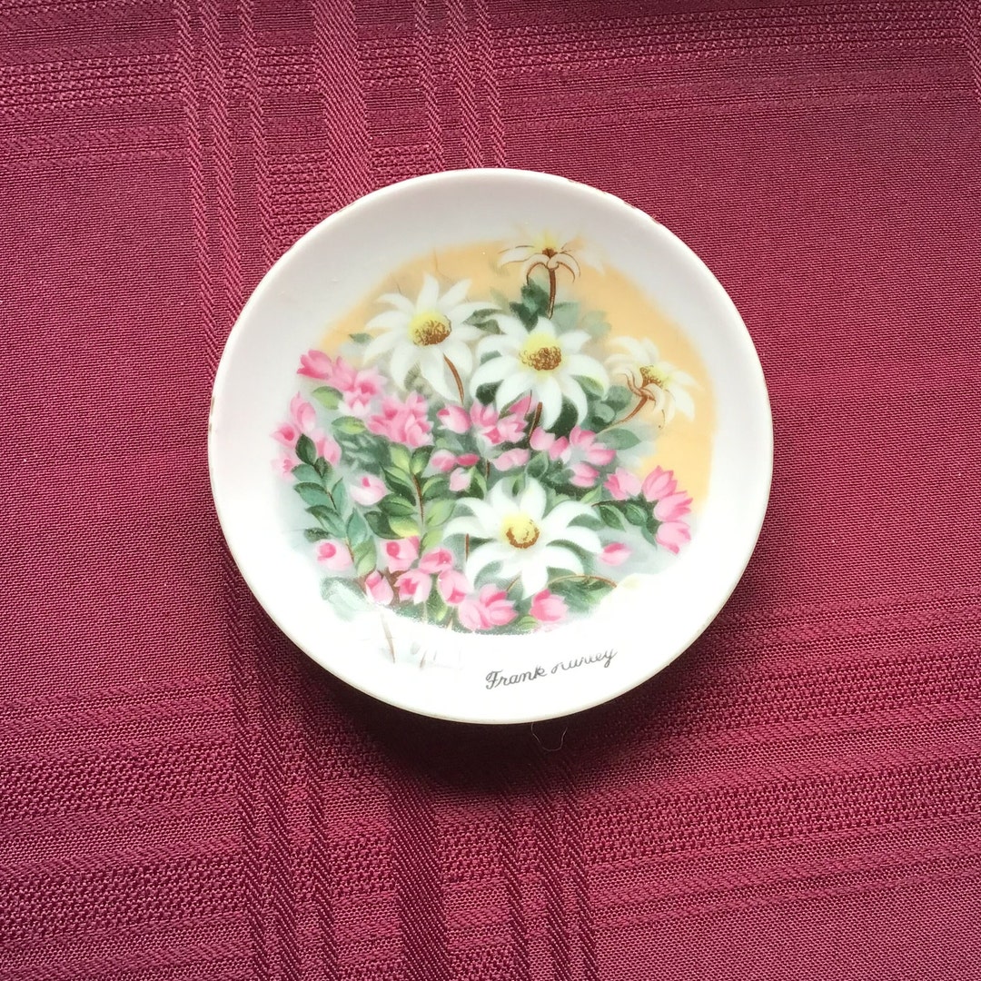 Small Floral Plate/tiny Decorative Wall Plate/ Pink & White Wildflowers ...