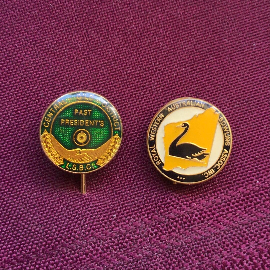 Pair of Enamelled Stickpin Badges/ Bowling Club Memorabilia/ Queensland ...