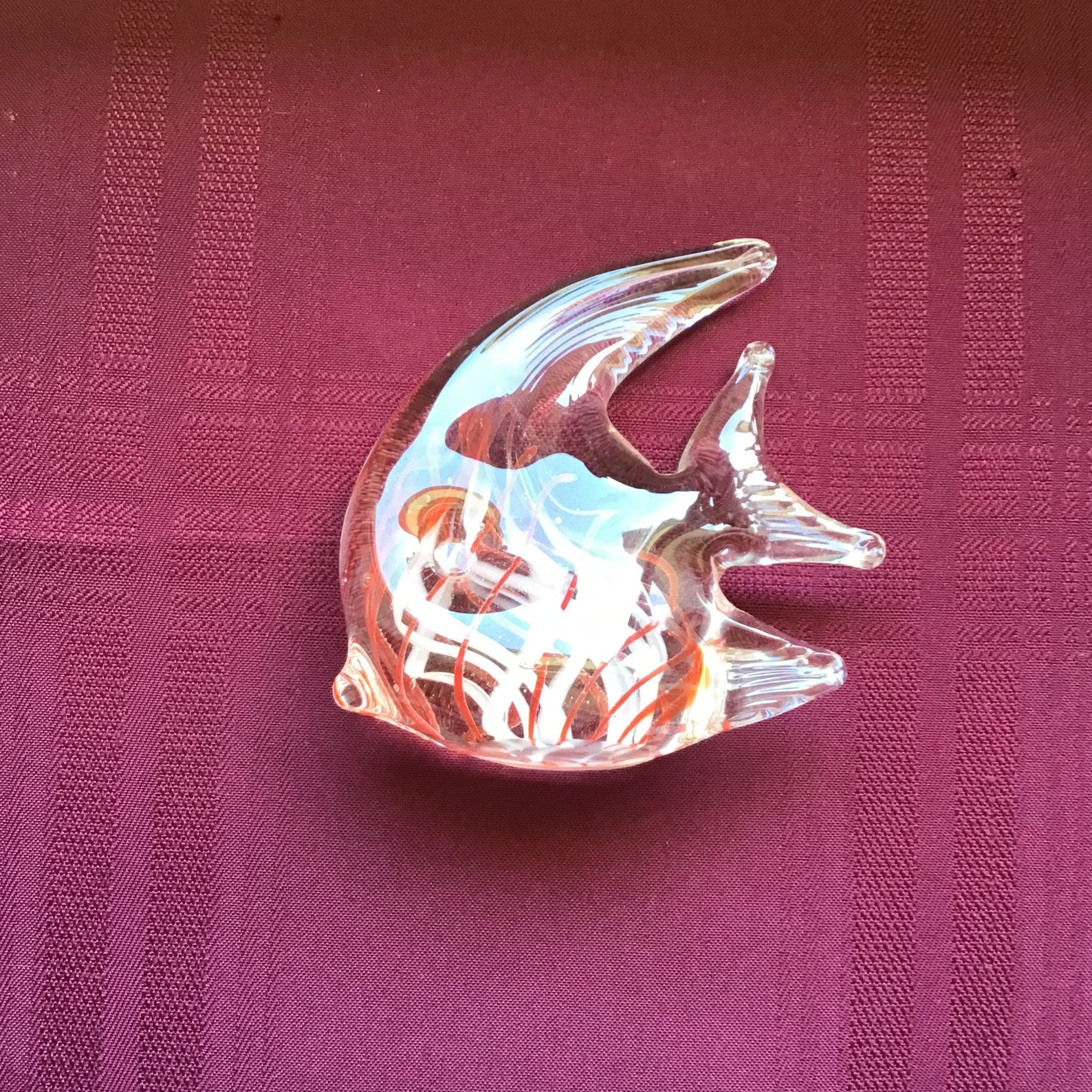 Vintage Glass Angel Fish/ Art Glass Figurine/ Red and White/ - Etsy ...