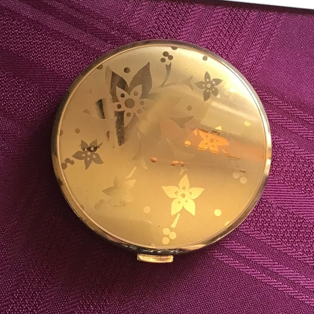 Vintage Gold Powder Compact/ Melissa - Made in England / Star Flowers ...