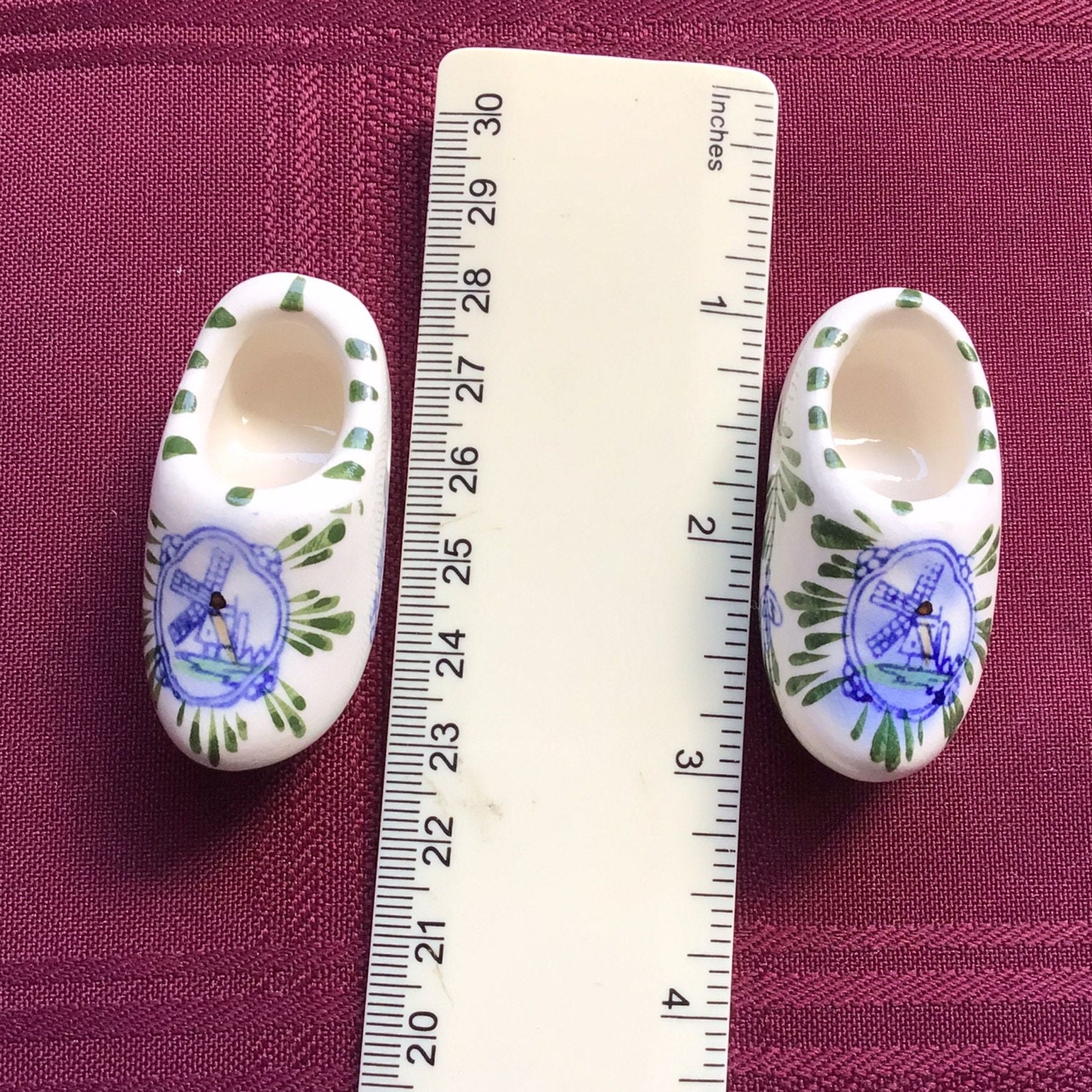 Pair of Miniature Ceramic Clogs/blue and White Delftware/ - Etsy