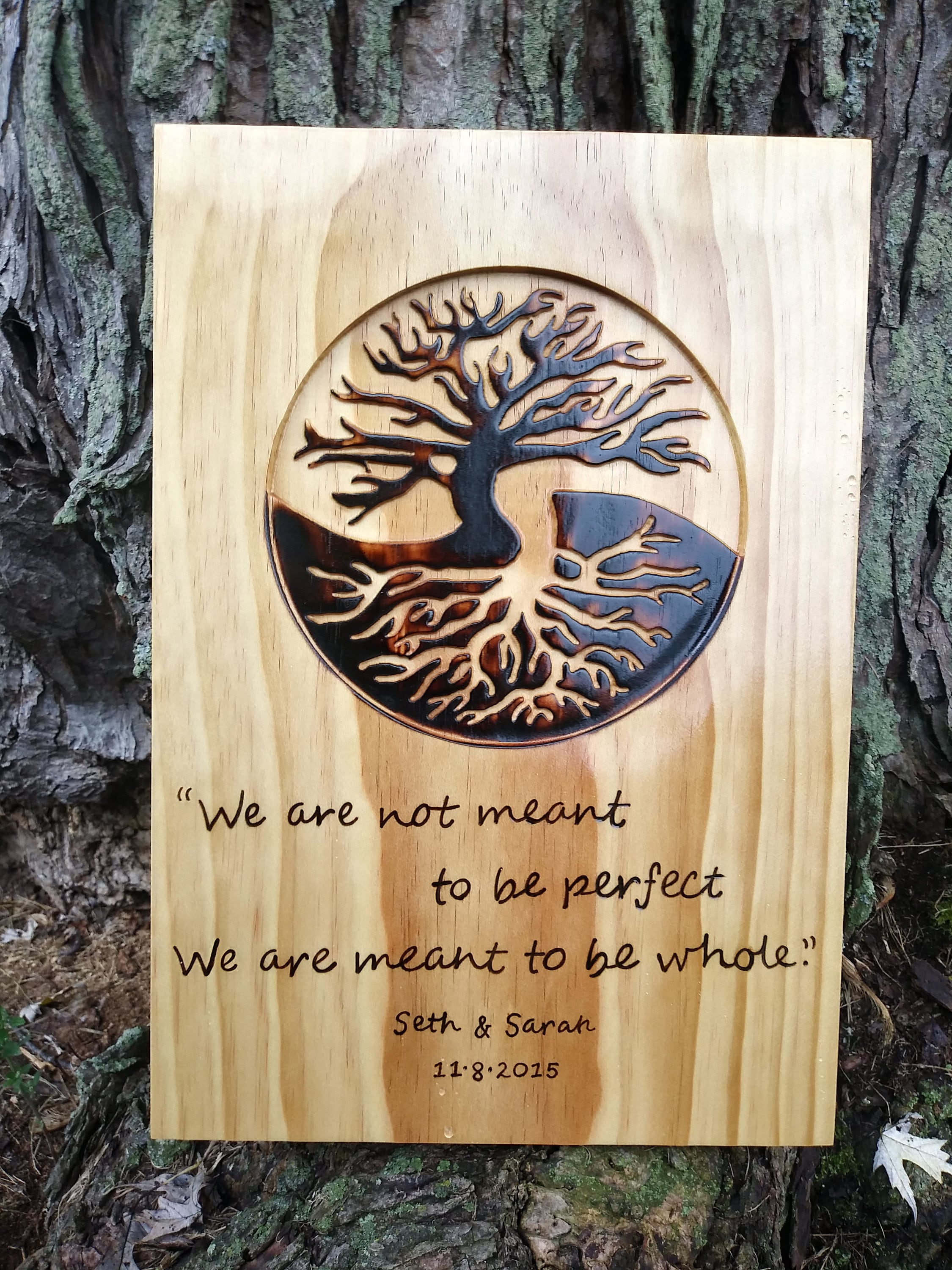 Yin Yang Custom Carved Tree of Life Inspirational Sayings Wooden Signs ...