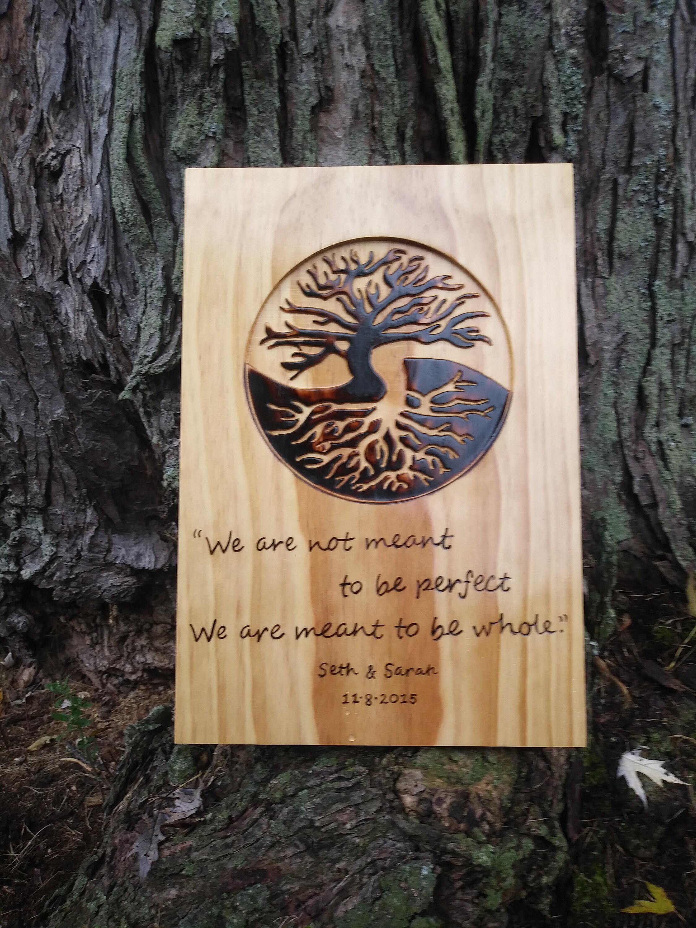 Yin Yang Custom Carved Tree of Life Inspirational Sayings Wooden Signs ...
