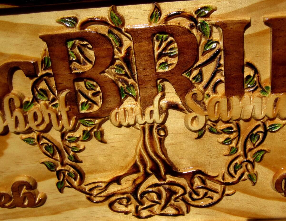 Tree of Life Sign Personalized Carved Wood Sign Irish | Etsy