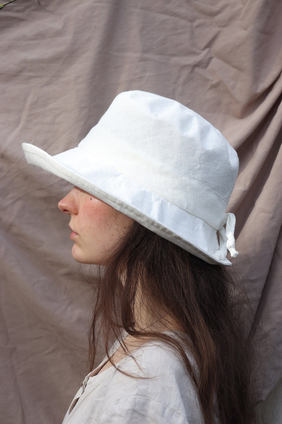 Milk White Linen 'emmy' Sun Hat- Summer Hat- Sun Protection - Foldable ...