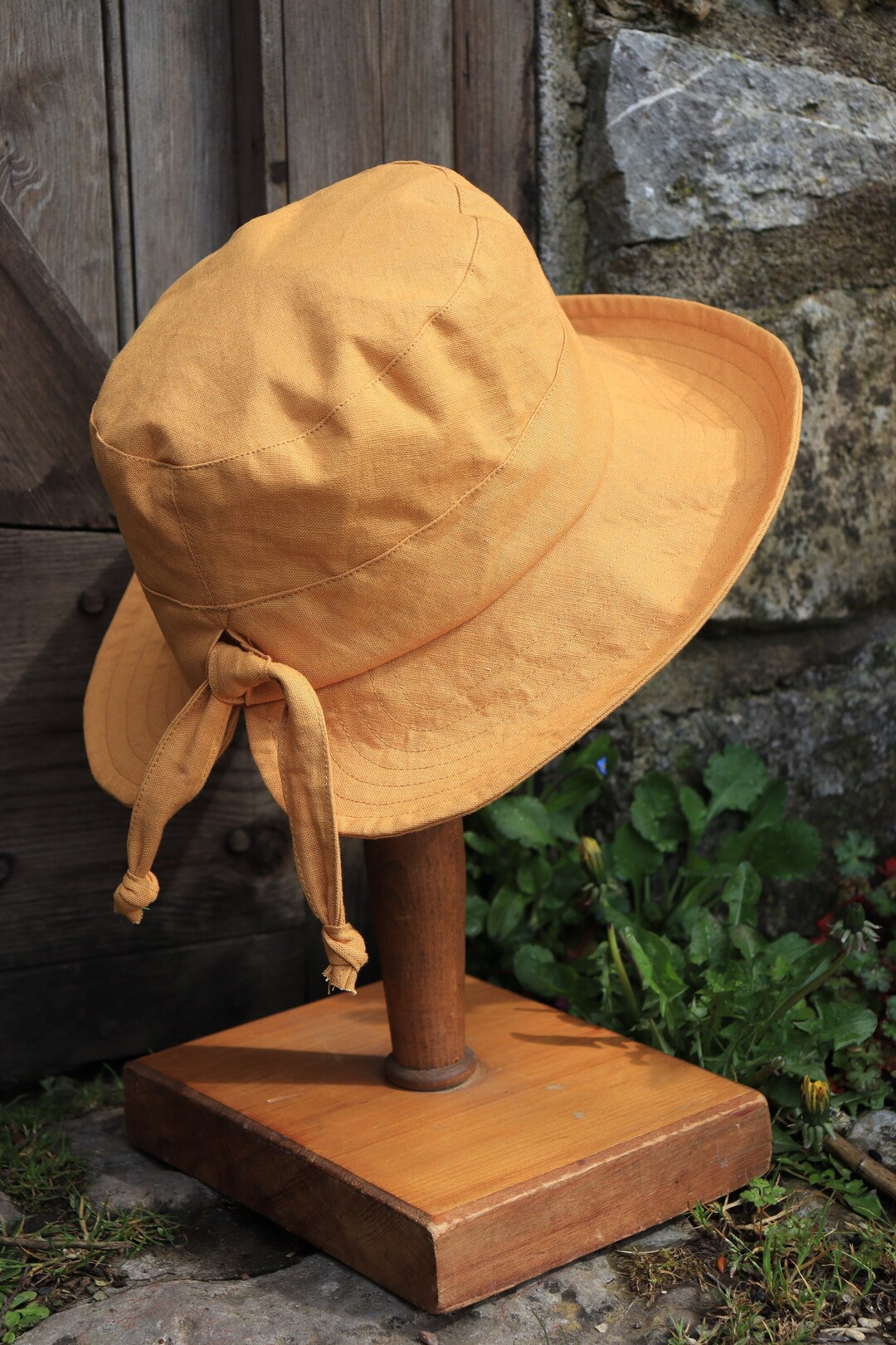 Indian Yellow Ochre Linen Cotton Mix Sun Hat Summer Hat Sun Protection ...