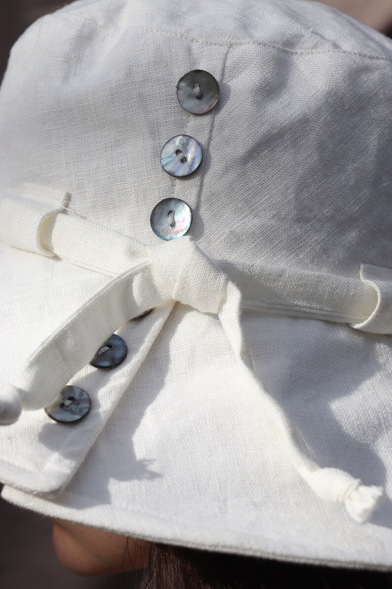 Linen Sun Hat: 'button Down' Milk White Summer Hat - Etsy