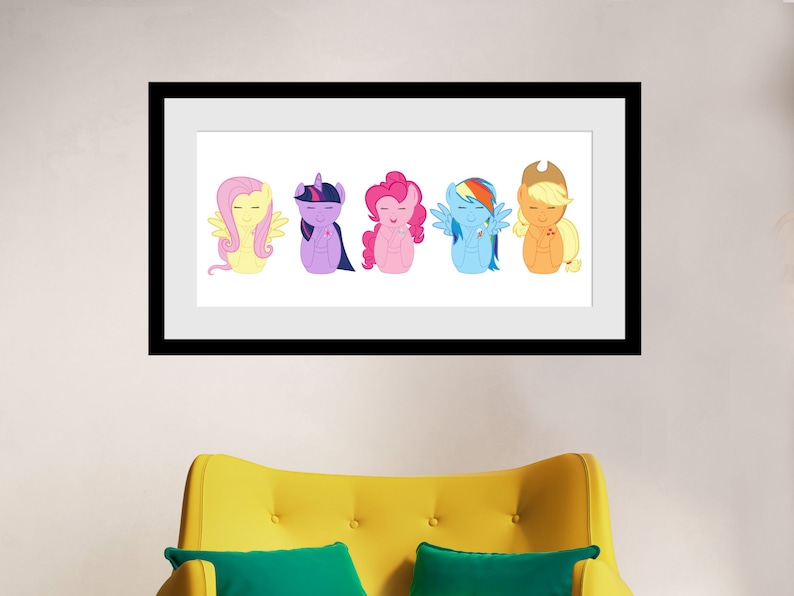 My Little Pony Wall Japanese Kokeshi Inspired Artwork Giclée Print Wall ...