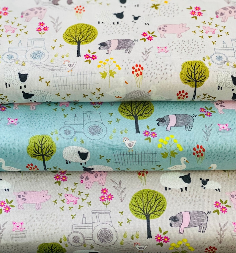 Farm Fabrics Fat Quarters Bundle - Farmyard - Lewis & Irene - 100% ...