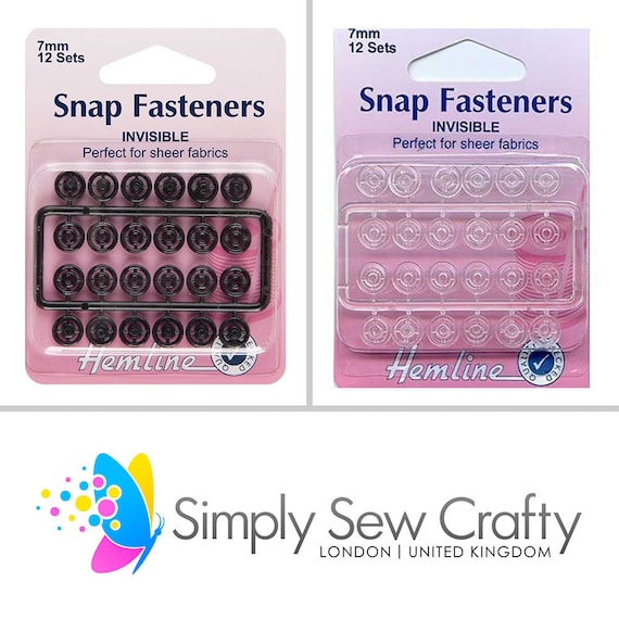 Hemline Invisible Nylon Sew On Snap Fasteners 7mm x 12 | Etsy