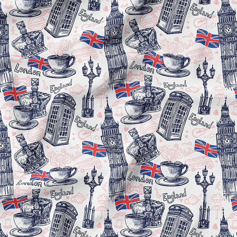 Royal Britain Coronation Quilting 100% Cotton Fabric UK England Flag ...