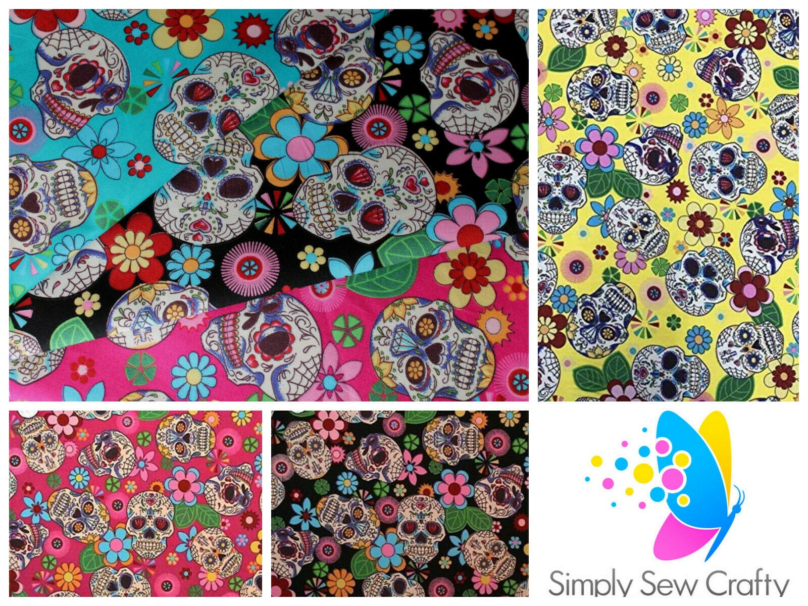 Skulls Fabric 100% Cotton Material Novelty Retro Design by | Etsy