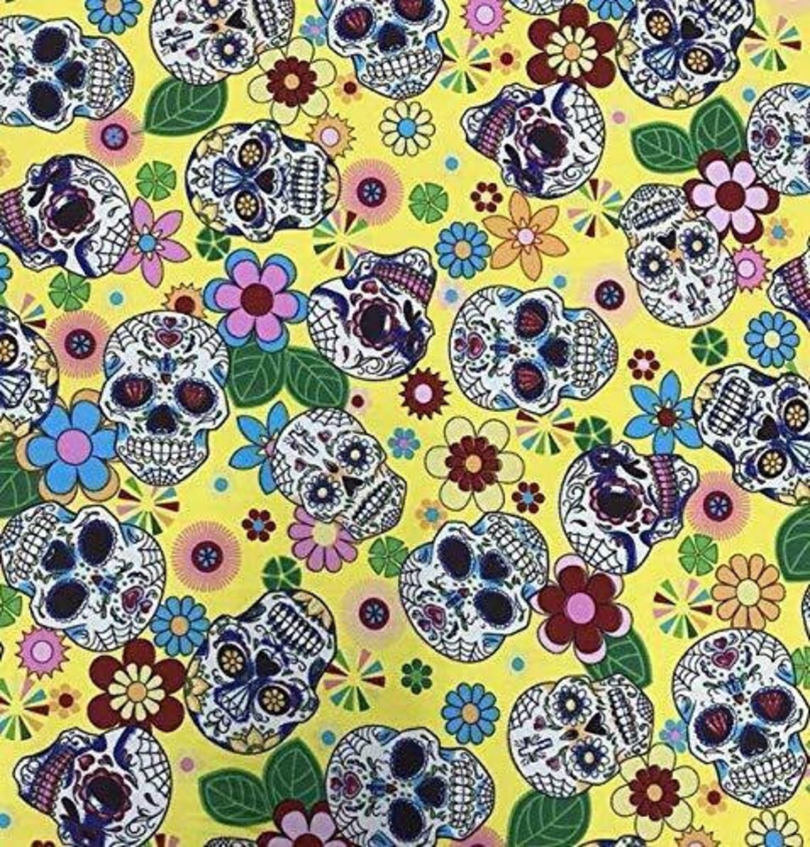 Skulls Fabric 100% Cotton Material Novelty Retro Design by | Etsy