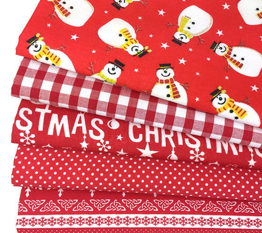 5 X Christmas Polycotton Fabric Fat Quarters Bundle - Frosty Snowman by ...