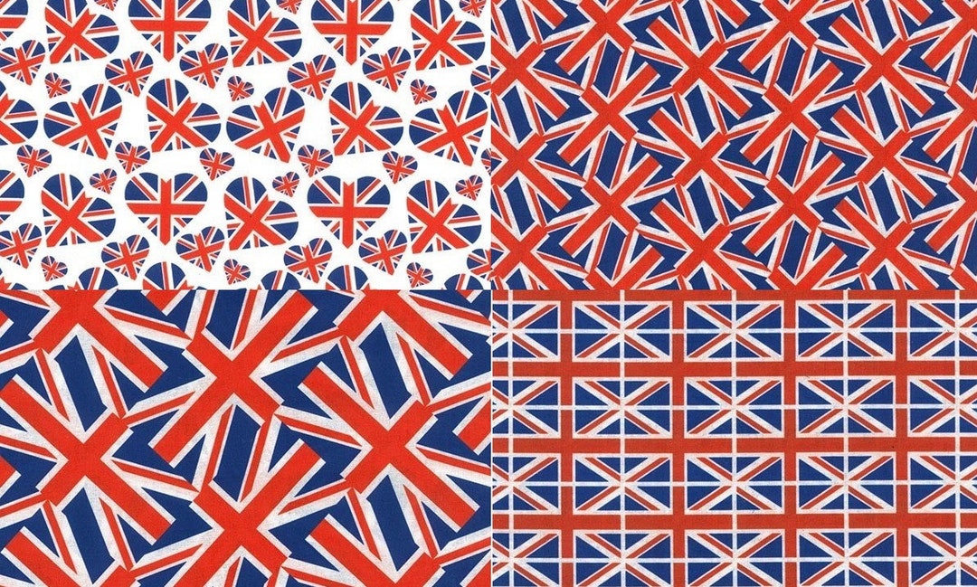 Union Jack Flags London Britain Royal Coronation - 100% Cotton Fabric ...