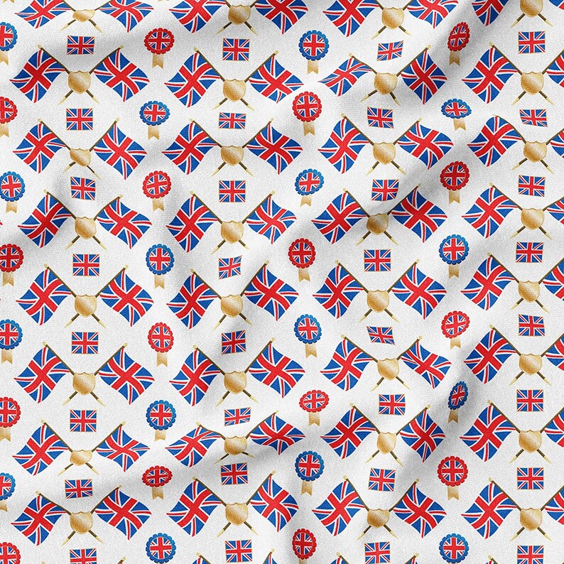 Royal Britain Coronation Quilting 100% Cotton Fabric UK England Flag ...